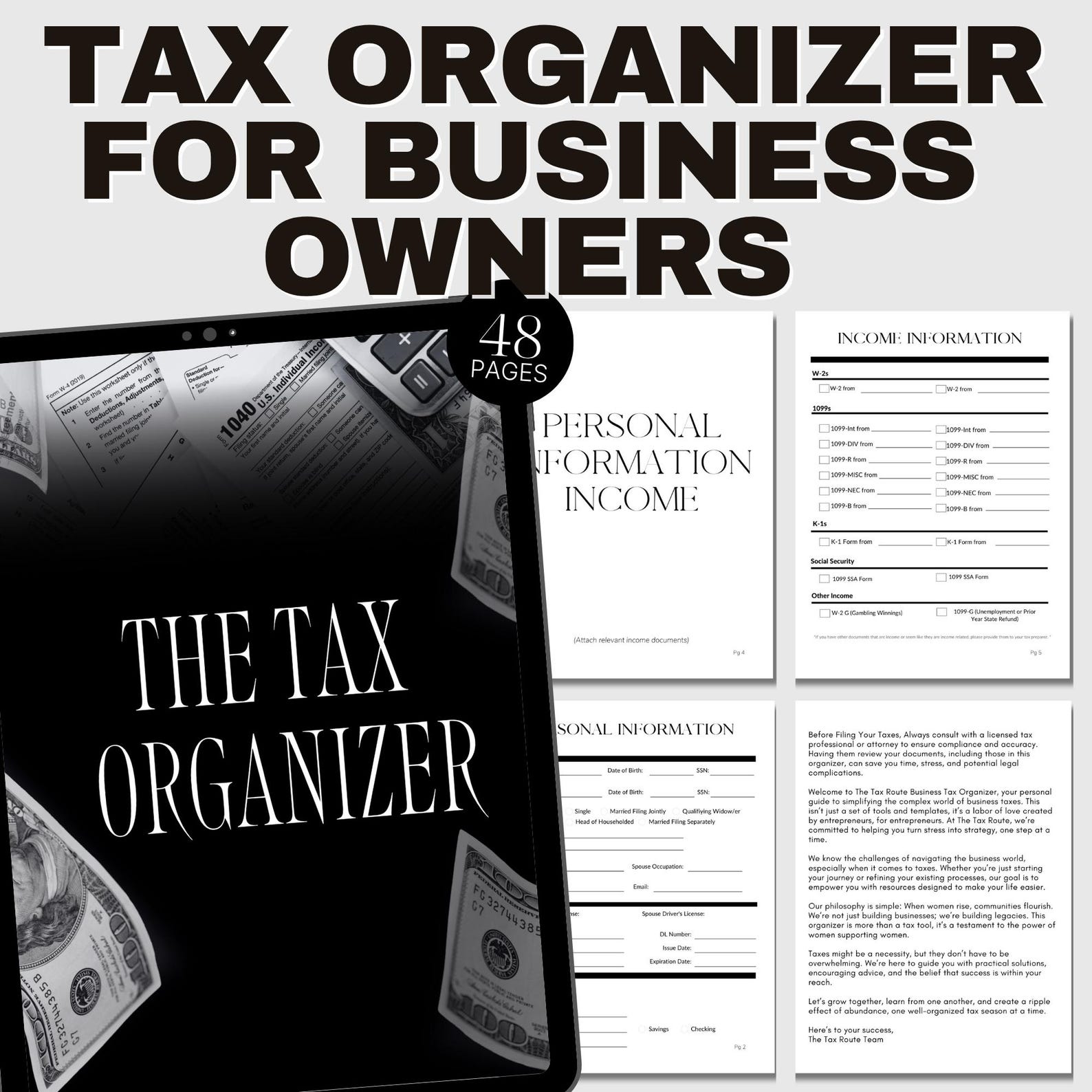 Tax Organizer Template Small Business Tax Binder & Forms Instant ...