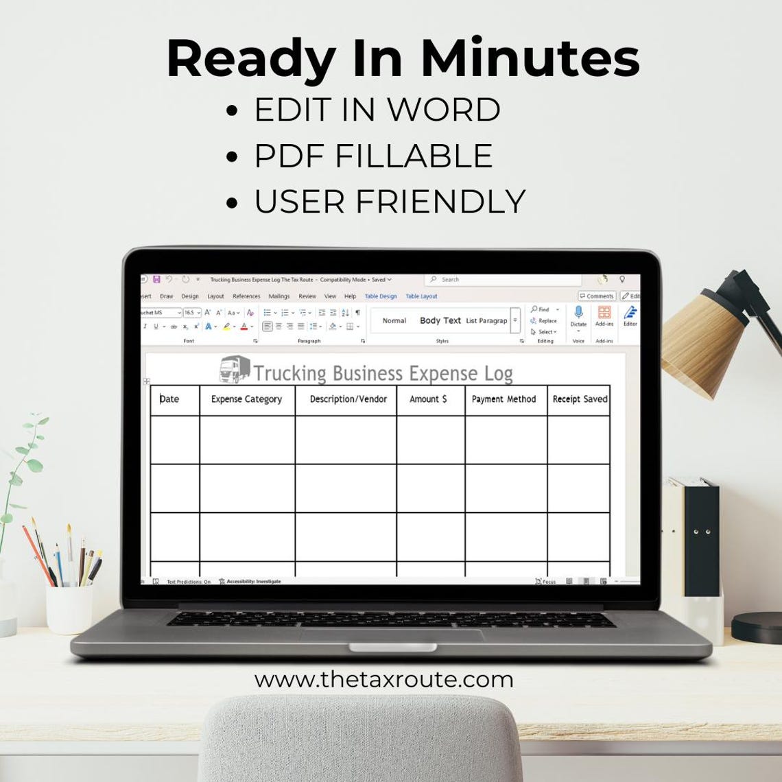Trucking Expense Log: Editable PDF & Word Template for Truck Drivers - Etsy