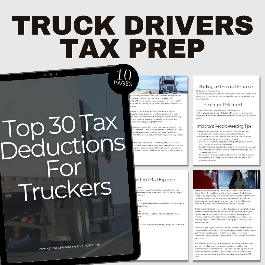 Trucker Tax Deduction Guide: Truck Driver Write-offs (PDF Download) - Etsy