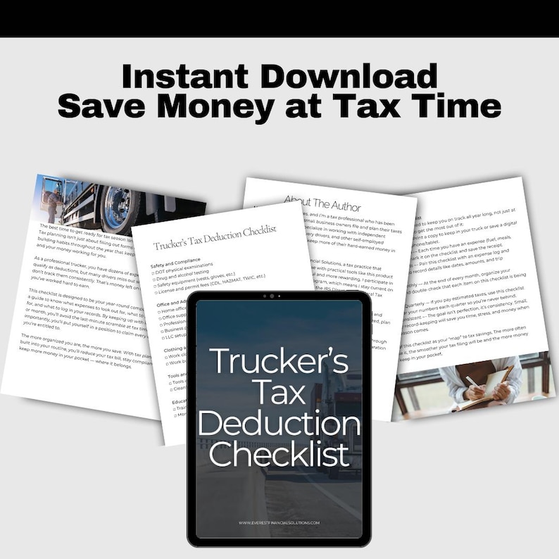 Trucker Tax Deduction Checklist: Truck Driver Expense Tracker Tax Write ...