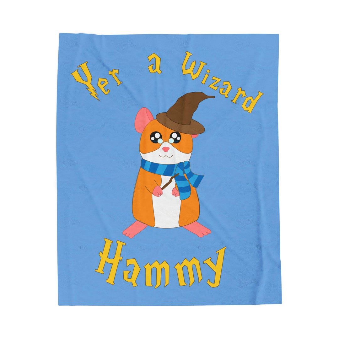 Hammy the Wizard Hamster Plush Blanket | Velveteen Magic Pet Design - Etsy