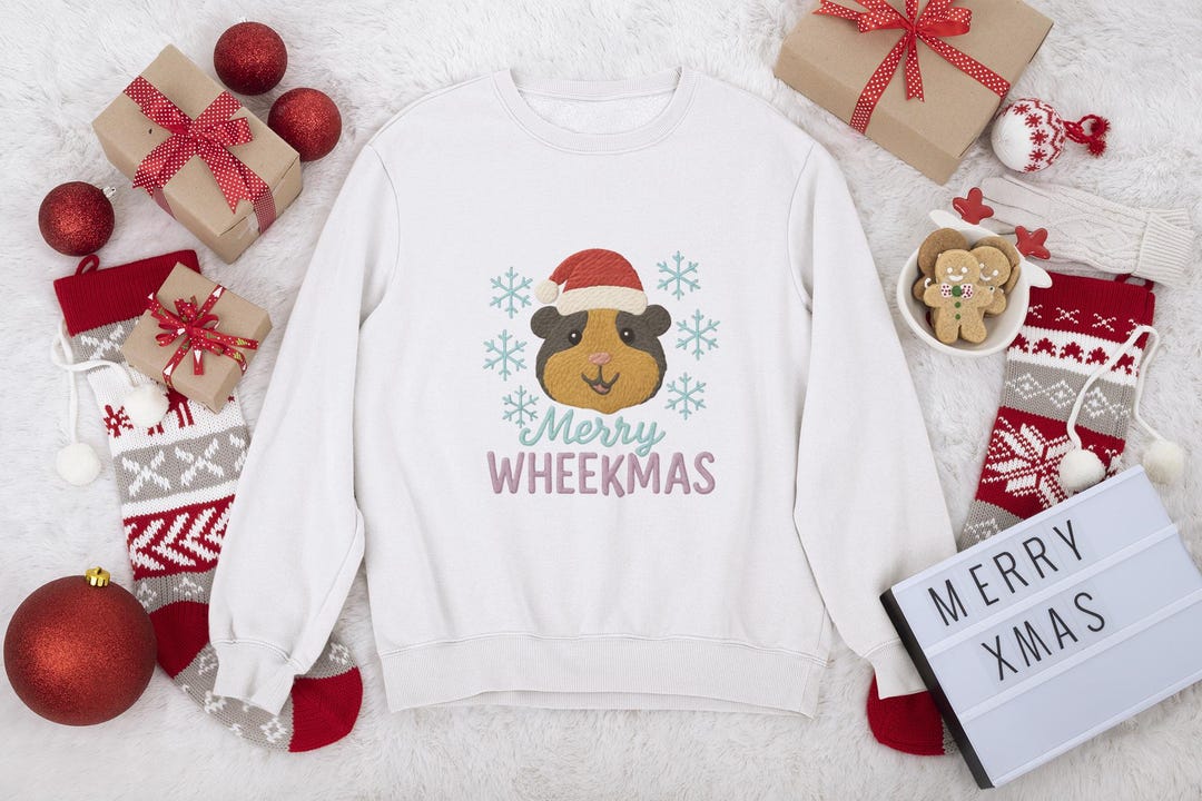 Merry Wheekmas Guinea Pig Crewneck Sweatshirt | Christmas Pet Sweater ...
