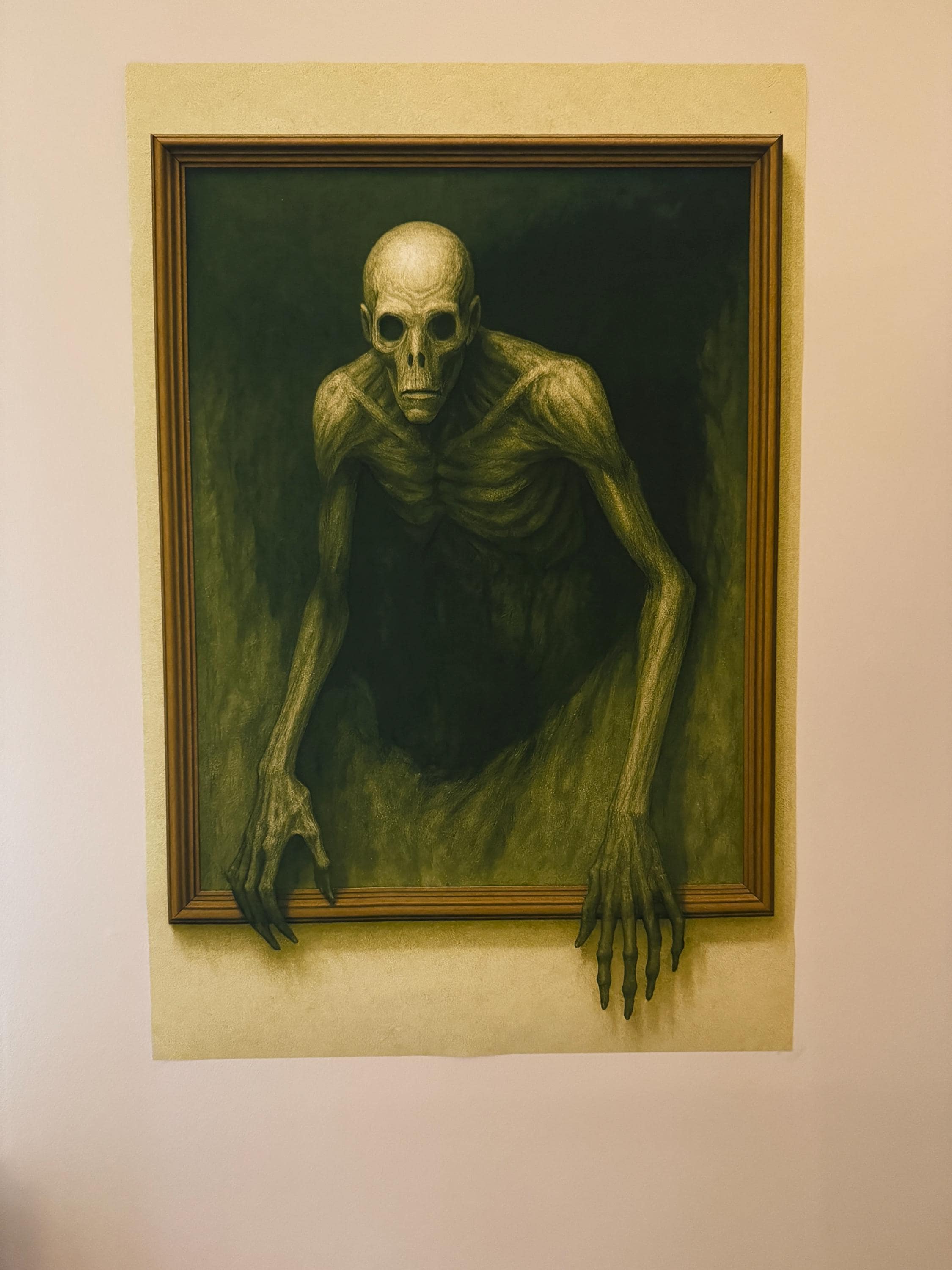 Poster of Monster Escaping Painting: Horror-inspired Wall Art Illusion ...