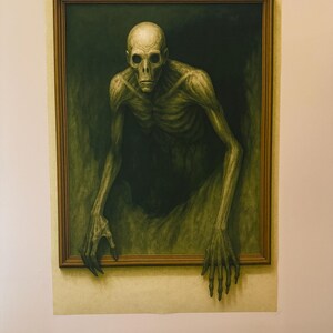 Poster of Monster Escaping Painting: Horror-inspired Wall Art Illusion ...