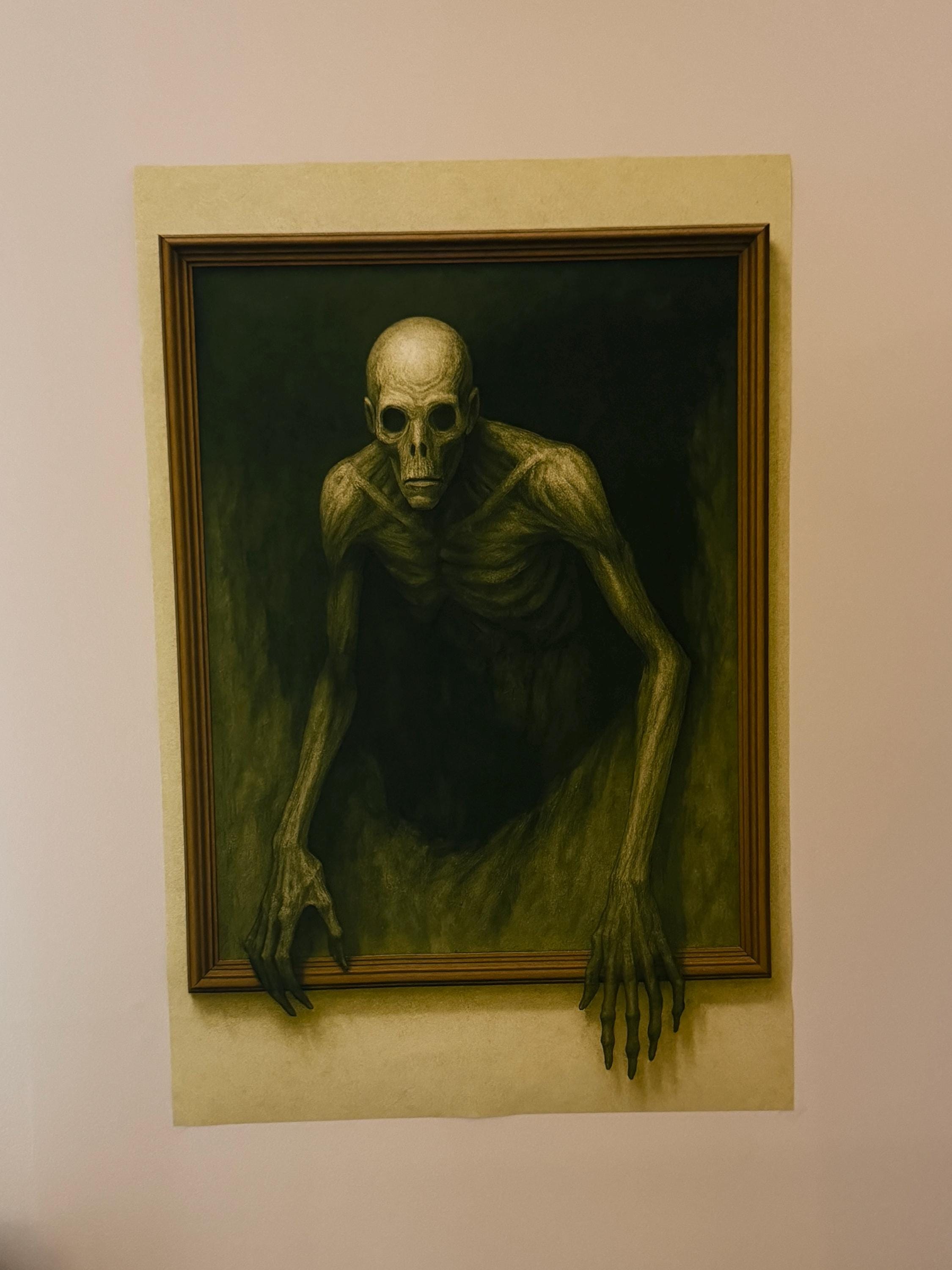 Poster of Monster Escaping Painting: Horror-inspired Wall Art Illusion ...