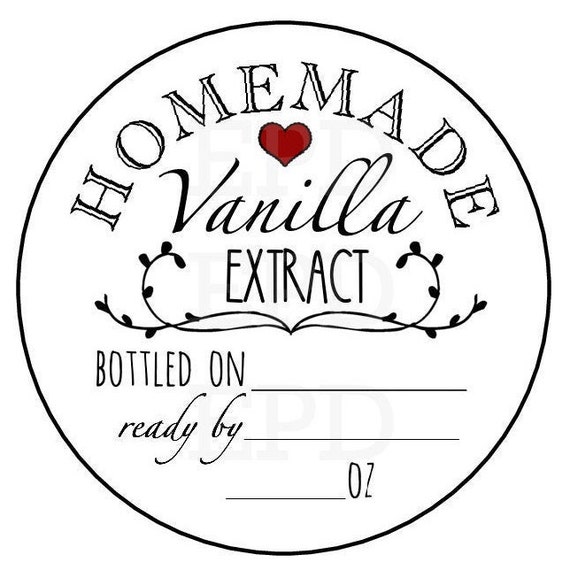Homemade Vanilla Extract Label (PRINTABLE) Template - PDF Digital File Instant Download DIY by ...
