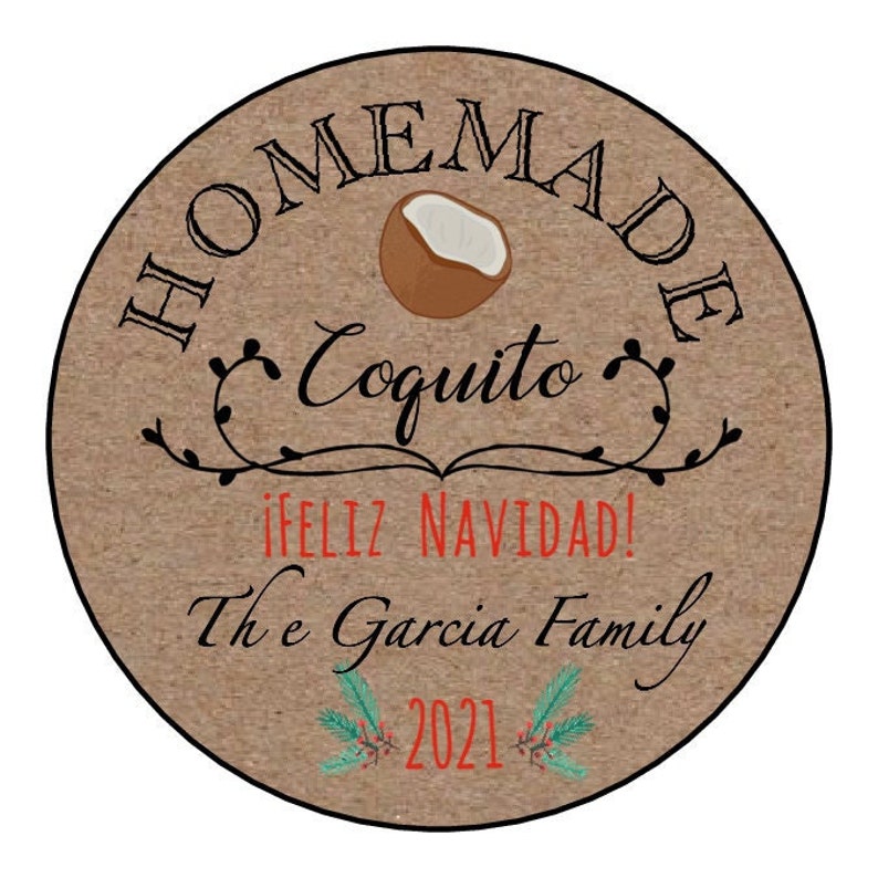 Coquito Labels (holiday) • Qty 20 • Personalized • Homemade Coquito ...