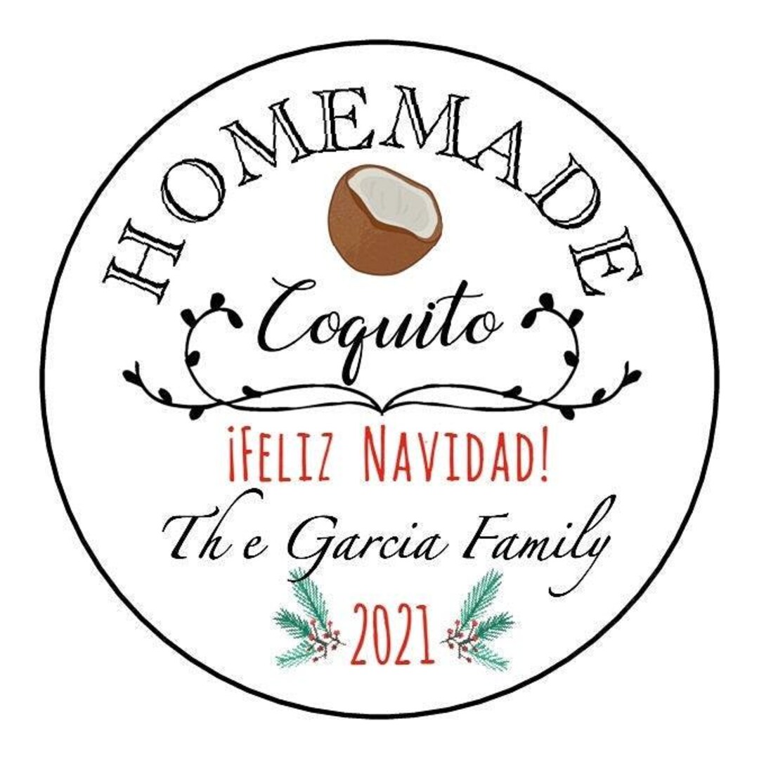 Coquito Labels (holiday) • Qty 20 • Personalized • Homemade Coquito ...