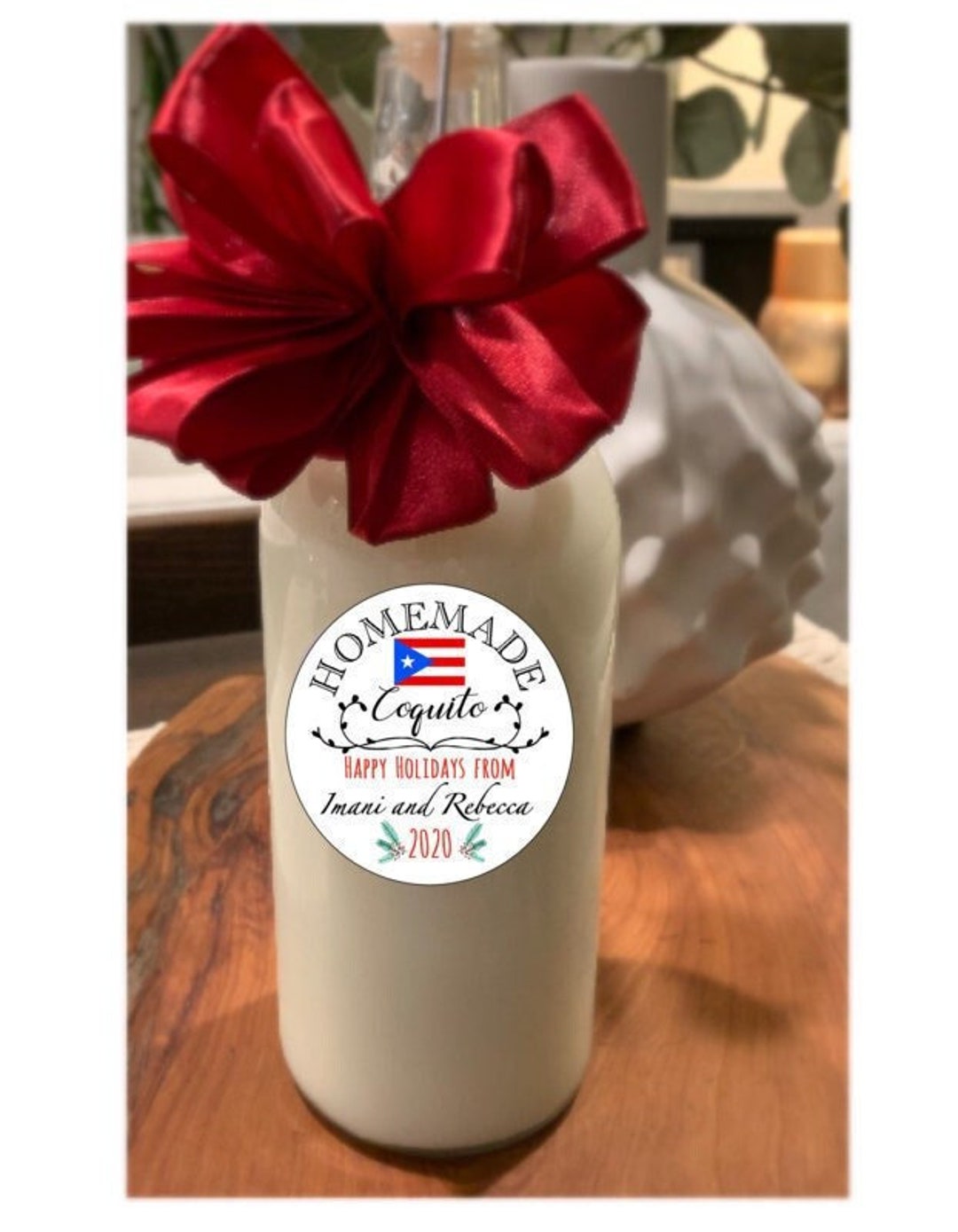 Coquito Labels puerto Rican Flag Personalized Homemade Coquito Holiday ...