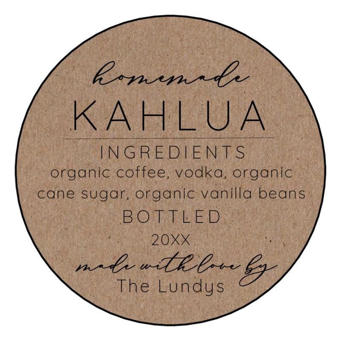 NEW! Kahlua Labels • Modern • QTY 24 • Personalized • Holiday Gifts ...