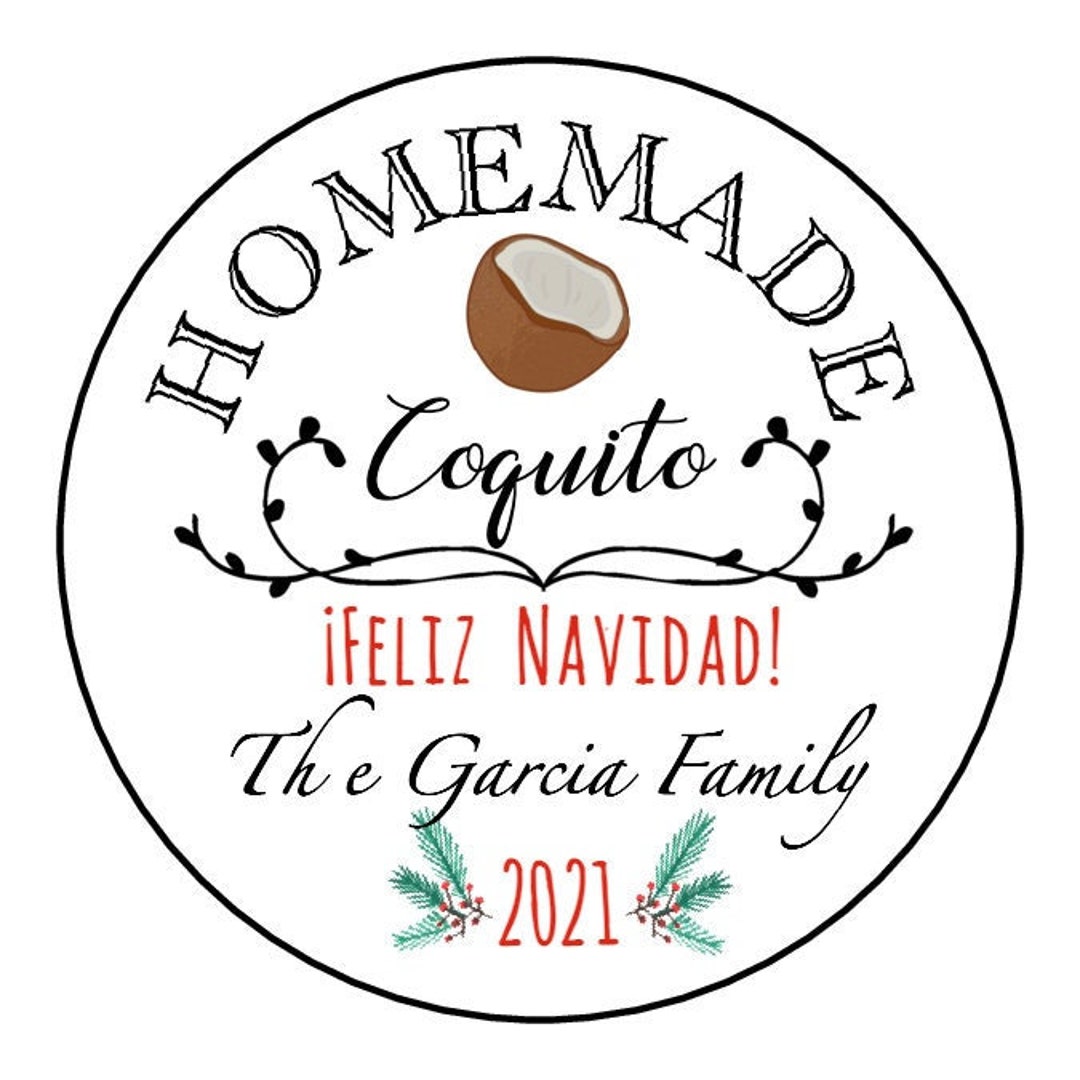 Coquito Labels holiday Qty 20 Personalized Homemade Coquito Holiday ...