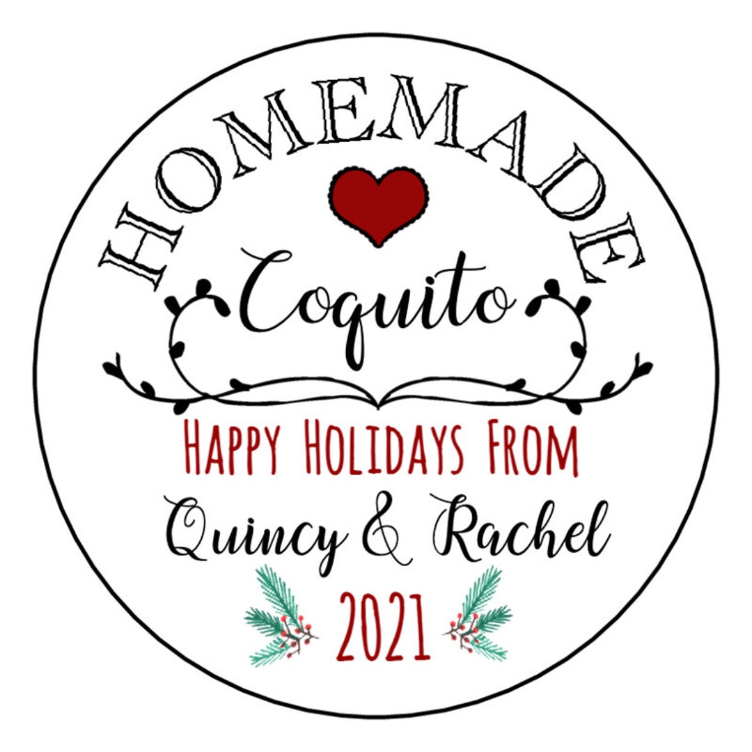 Coquito Labels holiday Personalized STICKERS Holiday Gifts Homemade ...
