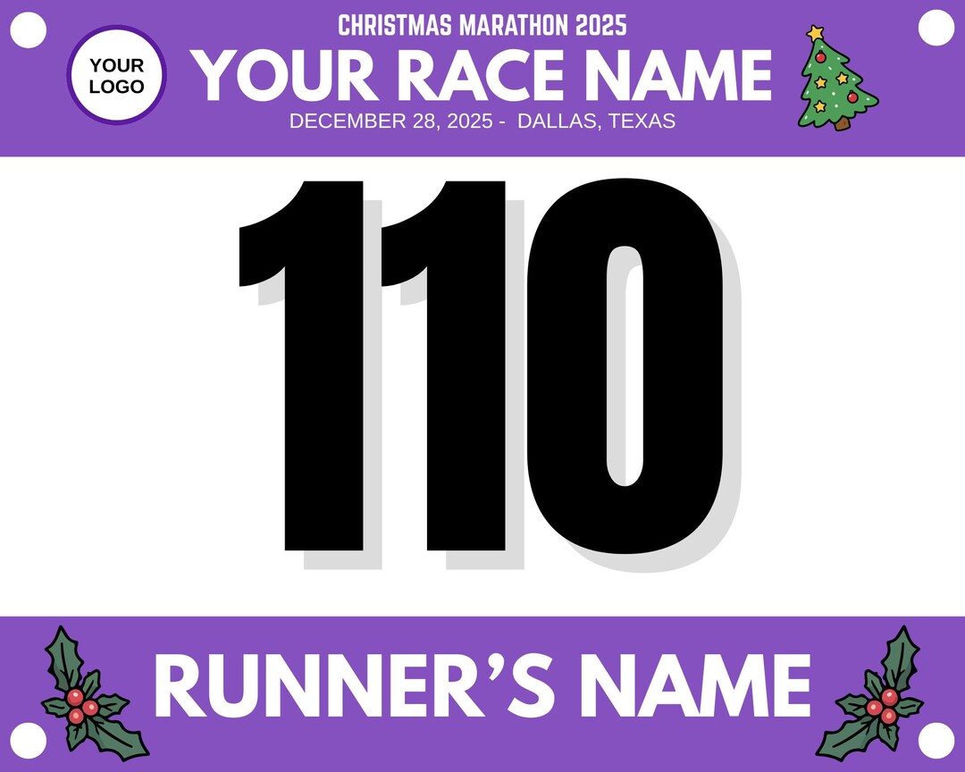 Running Bib Template | Editable Race Bib | Custom Printabe Bib ...