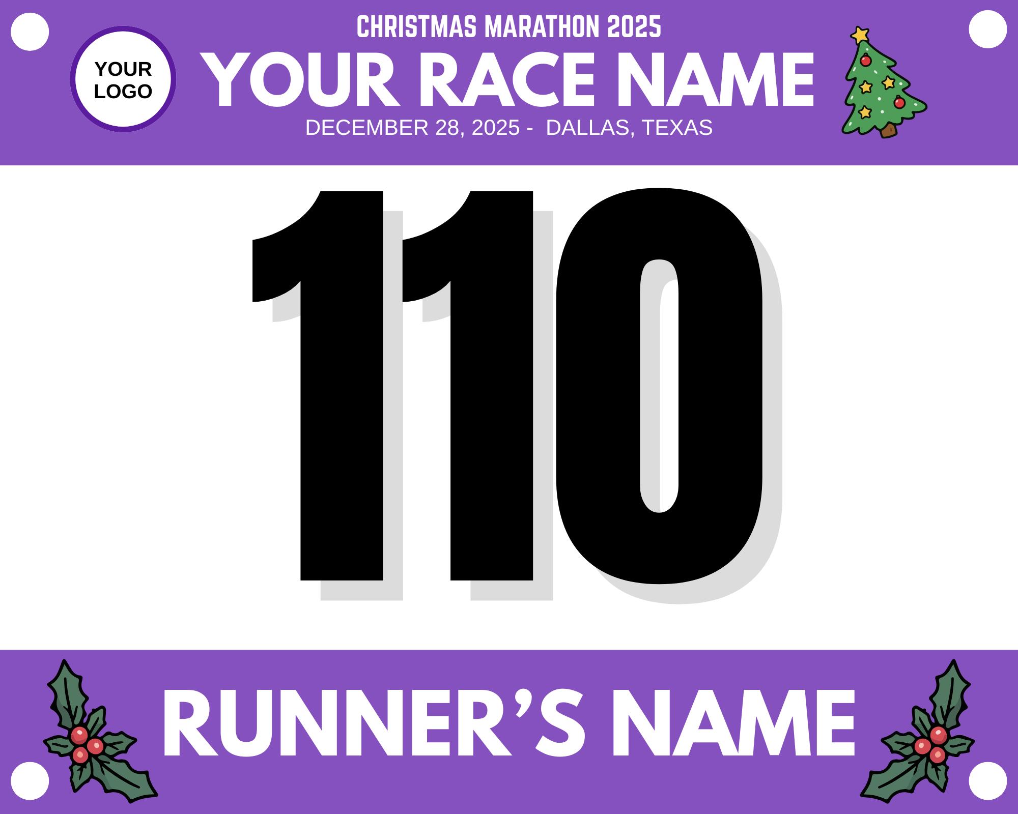 Running Bib Template | Editable Race Bib | Custom Printabe Bib ...