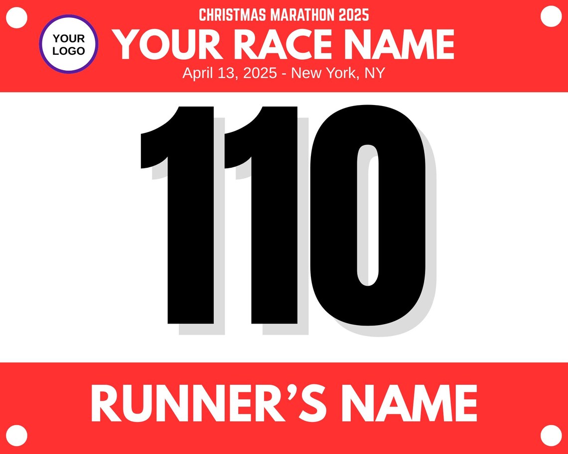 Running Bib Template | Editable Race Bib | Custom Printabe Bib ...