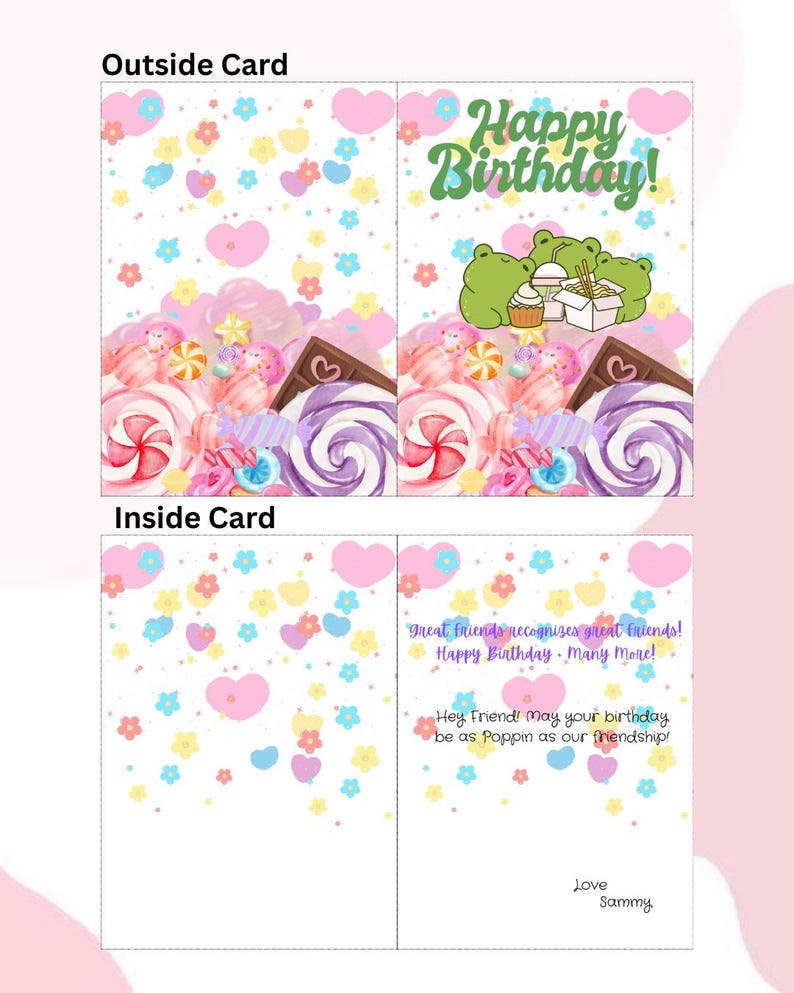 Printable Frog Birthday Card | Cute Candy Theme (customizable) - Etsy