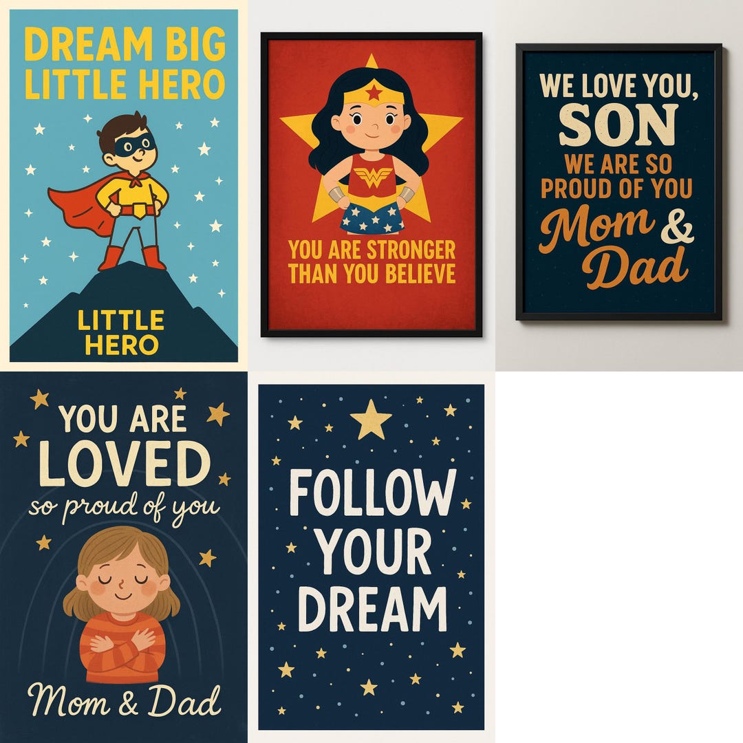 5 Motivational Posters for Kids | Inspirational Wall Art | Digital ...