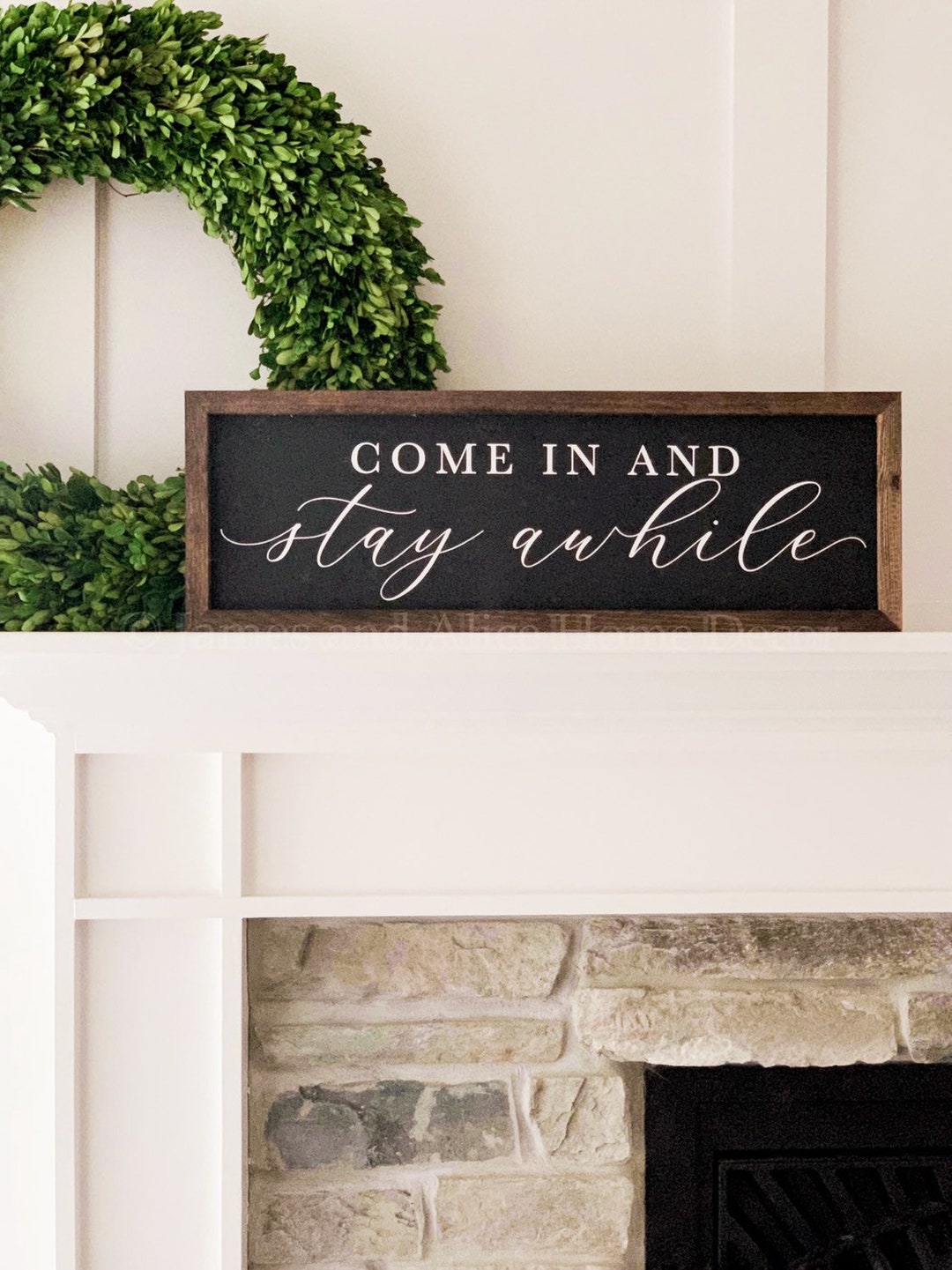 Come in and Stay Awhile Framed Wood Sign Wood Sign - Etsy