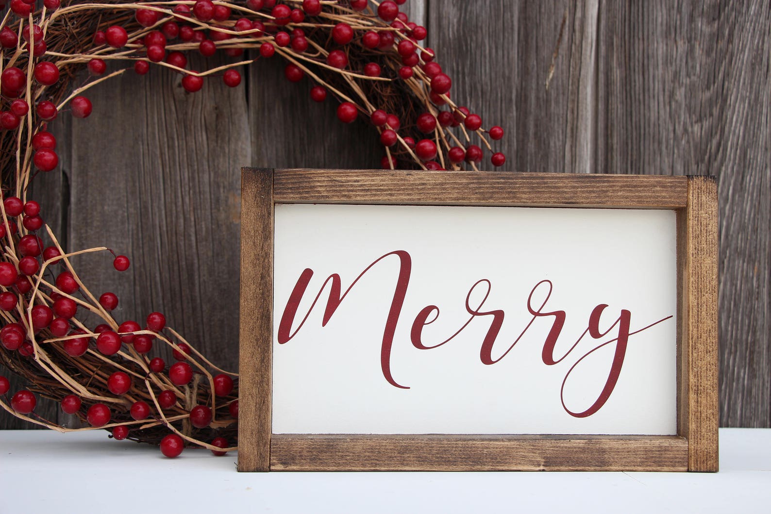 Merry Wood Sign Christmas Wood Sign Holiday Wood Sign | Etsy