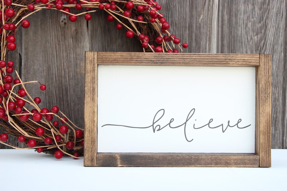 Believe Wood Sign Christmas Wood Sign Holiday Wood Sign | Etsy