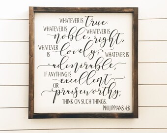 Philippians 4 8 Sign | Etsy