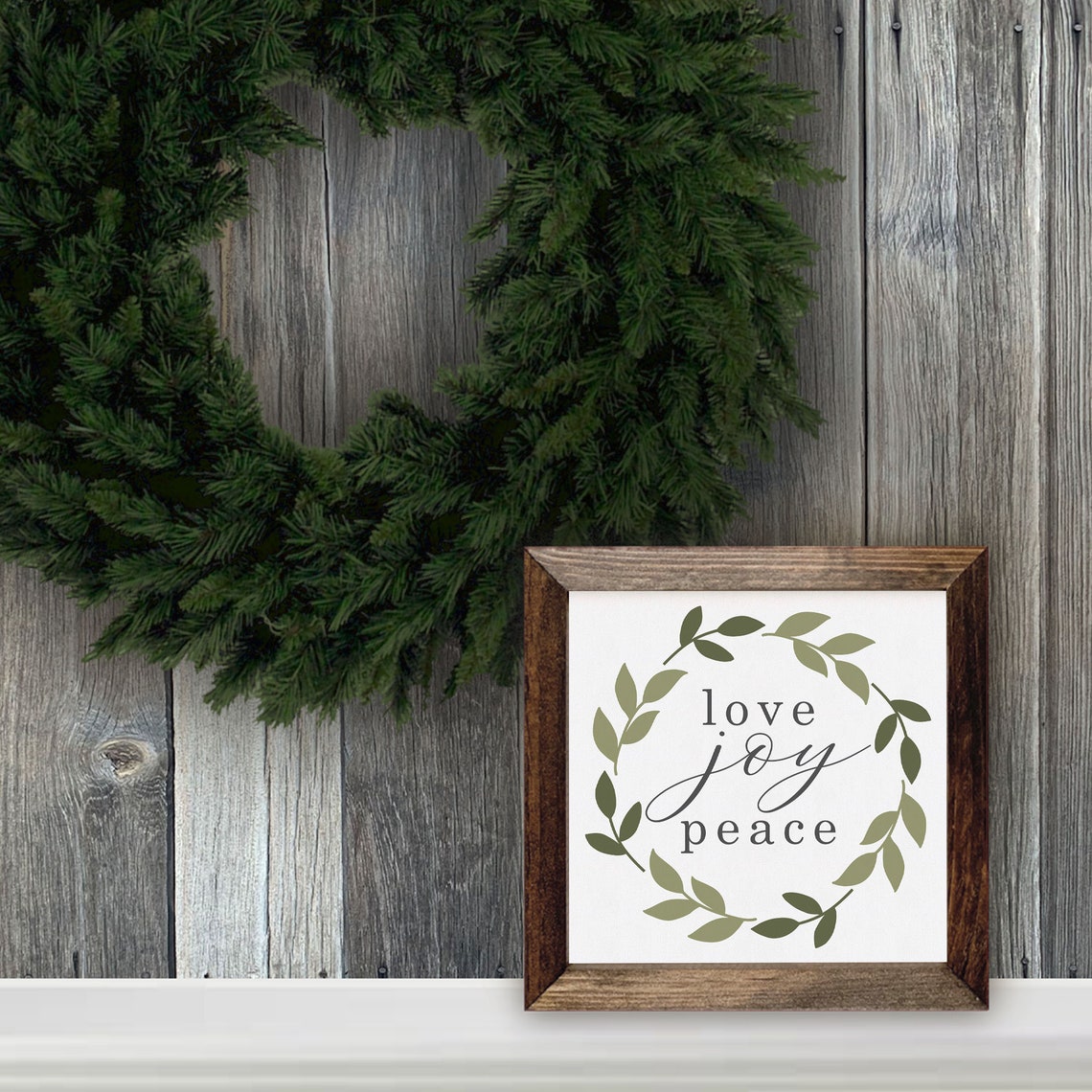 Love joy peace sign Holiday wood sign Christmas wood sign | Etsy