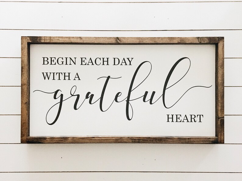 Begin Each Day With a Grateful Heart Wood Sign Framed - Etsy