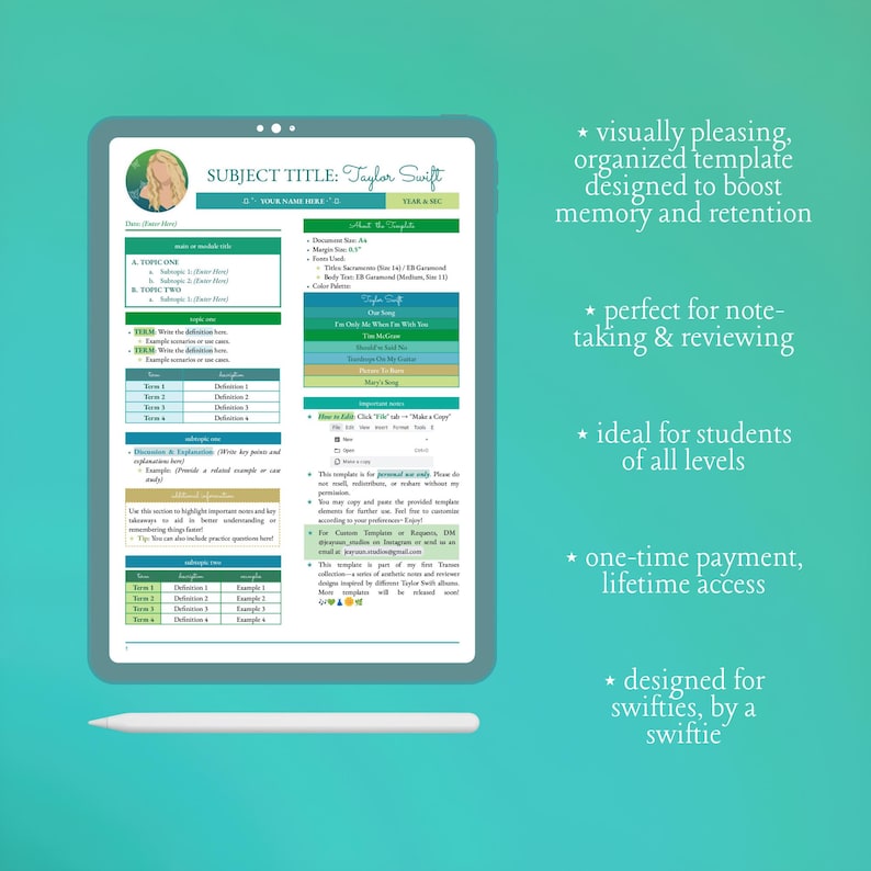 Study Notes & Reviewer Template for Students | Teal Fairy Butterfly ...