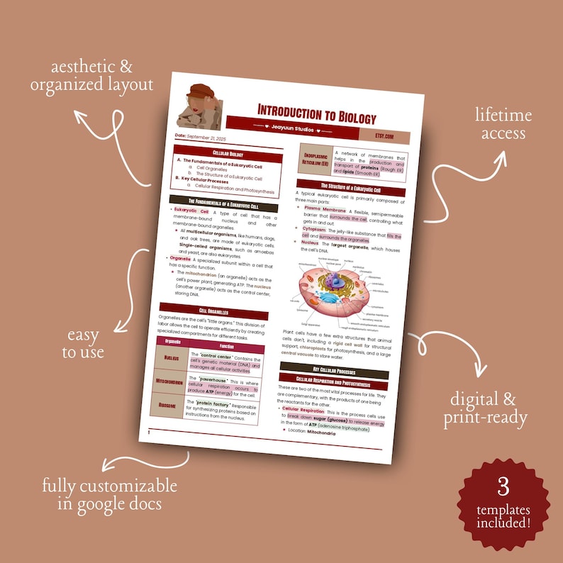 Study Notes & Reviewer Template for Students | Romantic Autumn ...