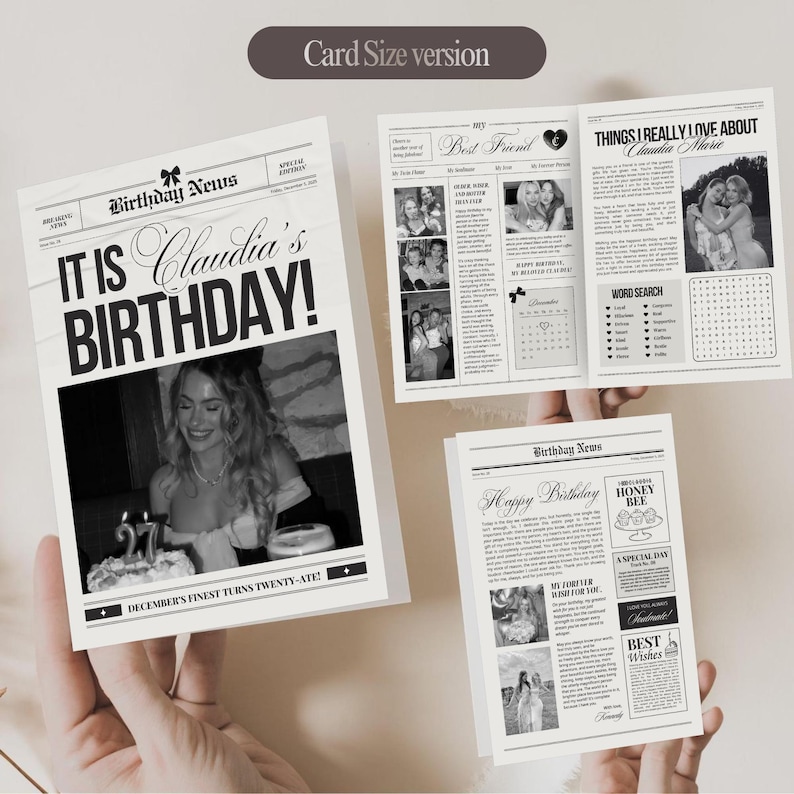 Personalized Birthday Newspaper Template | Vintage Coquette Birthday ...
