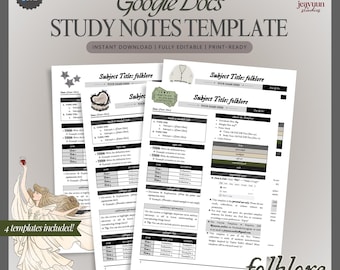 Printable Study Notes & Reviewer Template (monochrome) | Editable ...