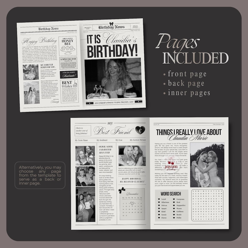 Personalized Birthday Newspaper Template | Vintage Coquette Birthday ...