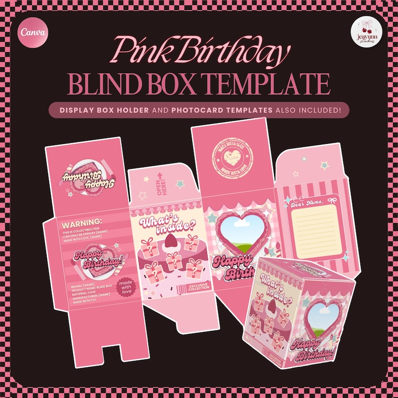 Printable Blind Box Template With Display Stand (birthday Edition) I ...