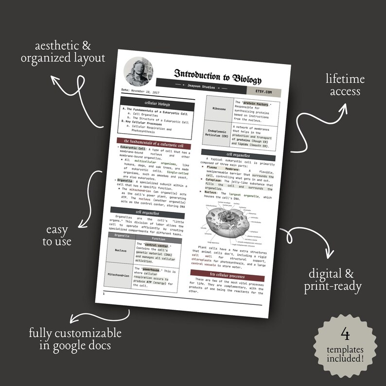 Printable Study Notes & Reviewer Template (gothic) | Editable Google ...