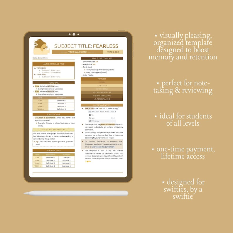 Study Notes & Reviewer Template for Students | Golden Fairytale ...