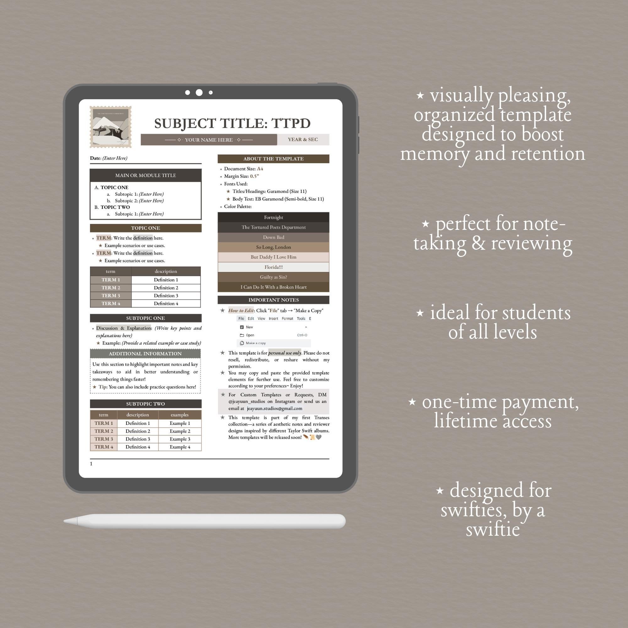 Study Notes & Reviewer Template for Students | Monochrome Vintage ...