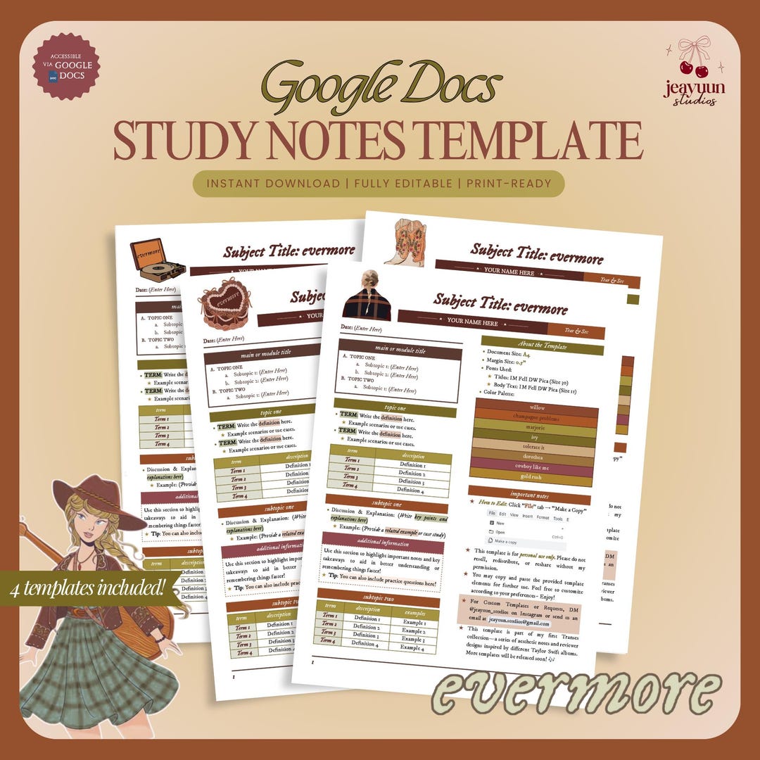Study Notes & Reviewer Template for Students | Cottagecore Autumn ...