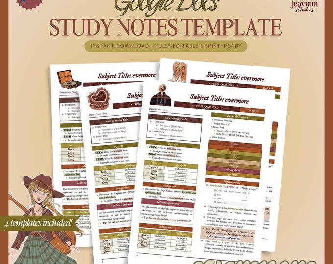 Printable Study Notes & Reviewer Template (autumn) | Editable Google ...