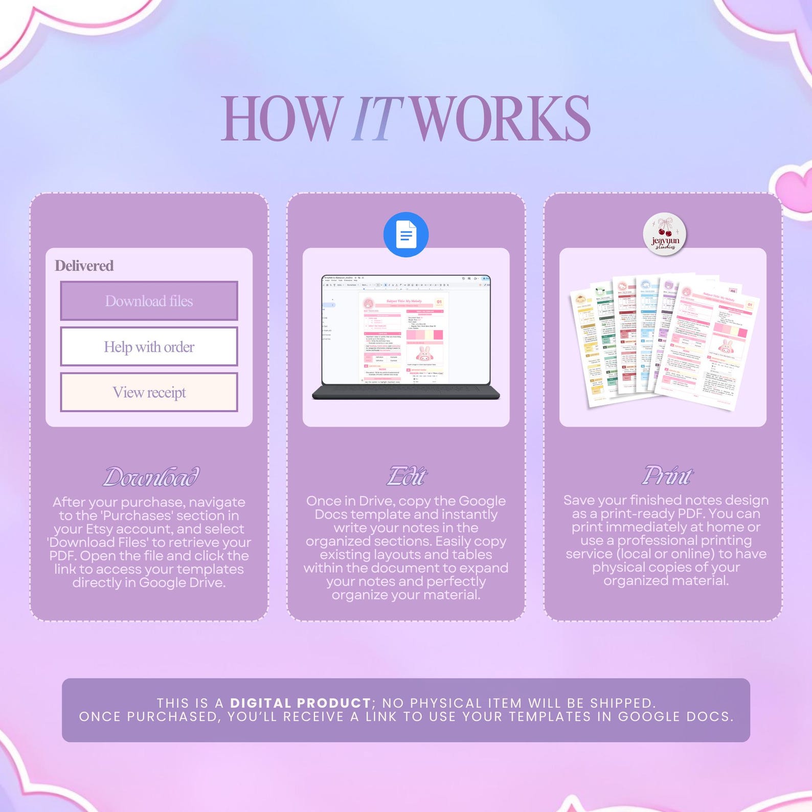 Kawaii Study Notes & Reviewer Templates Bundle (pastel) | Editable ...