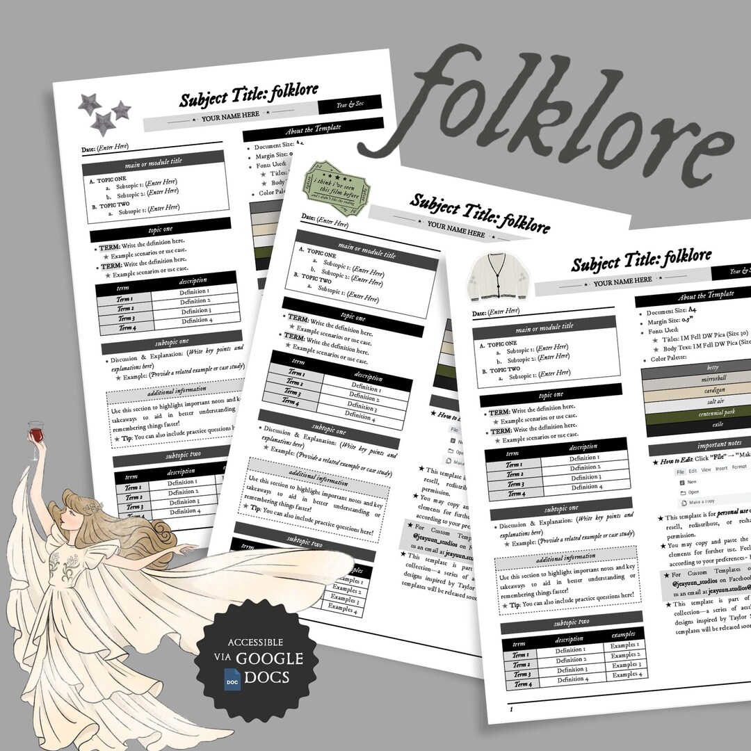 Study Notes & Reviewer Template for Students | Monochrome Storybook ...