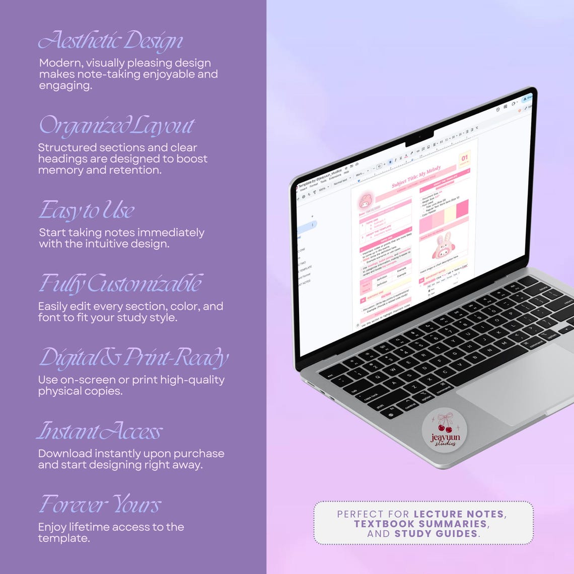 Kawaii Study Notes & Reviewer Templates Bundle (pastel) | Editable ...