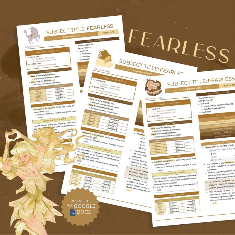 Study Notes & Reviewer Template for Students | Golden Fairytale ...