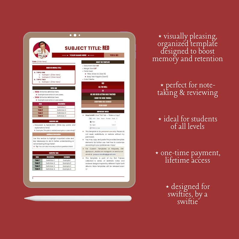 Study Notes & Reviewer Template for Students | Romantic Autumn ...