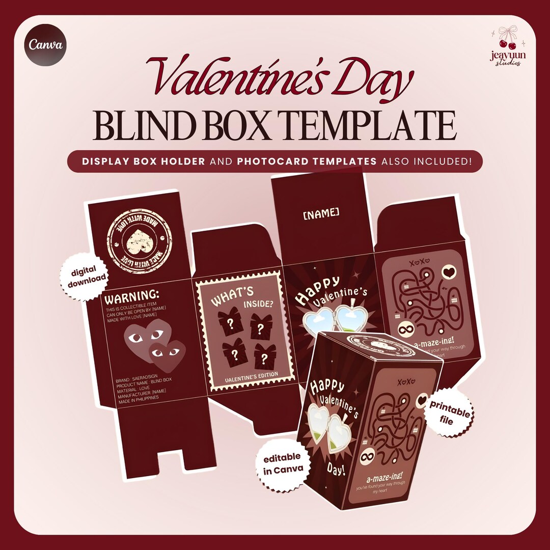Valentine's Day Blind Box Template With Display Stand I DIY Gift ...