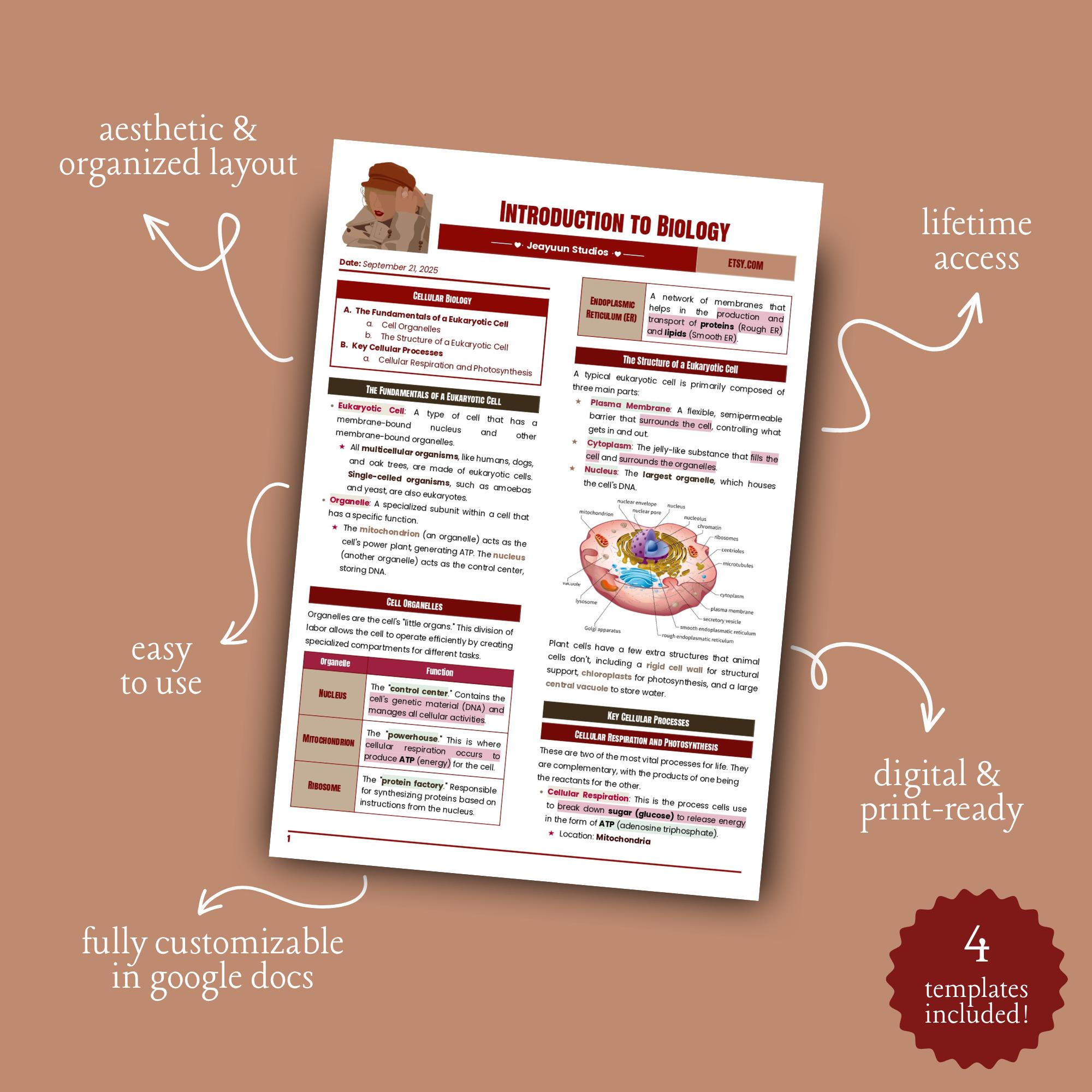 Printable Study Notes & Reviewer Template (red) | Editable Google Docs ...