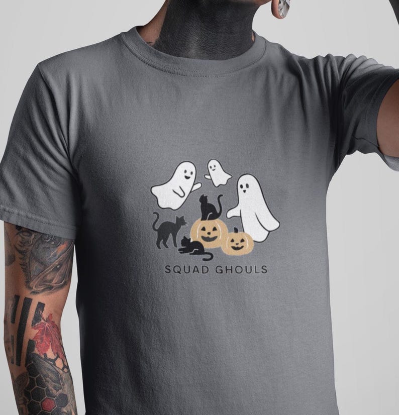 Squad Ghouls T-shirt – Cute Ghosts & Cats Halloween Graphic Tee - Etsy