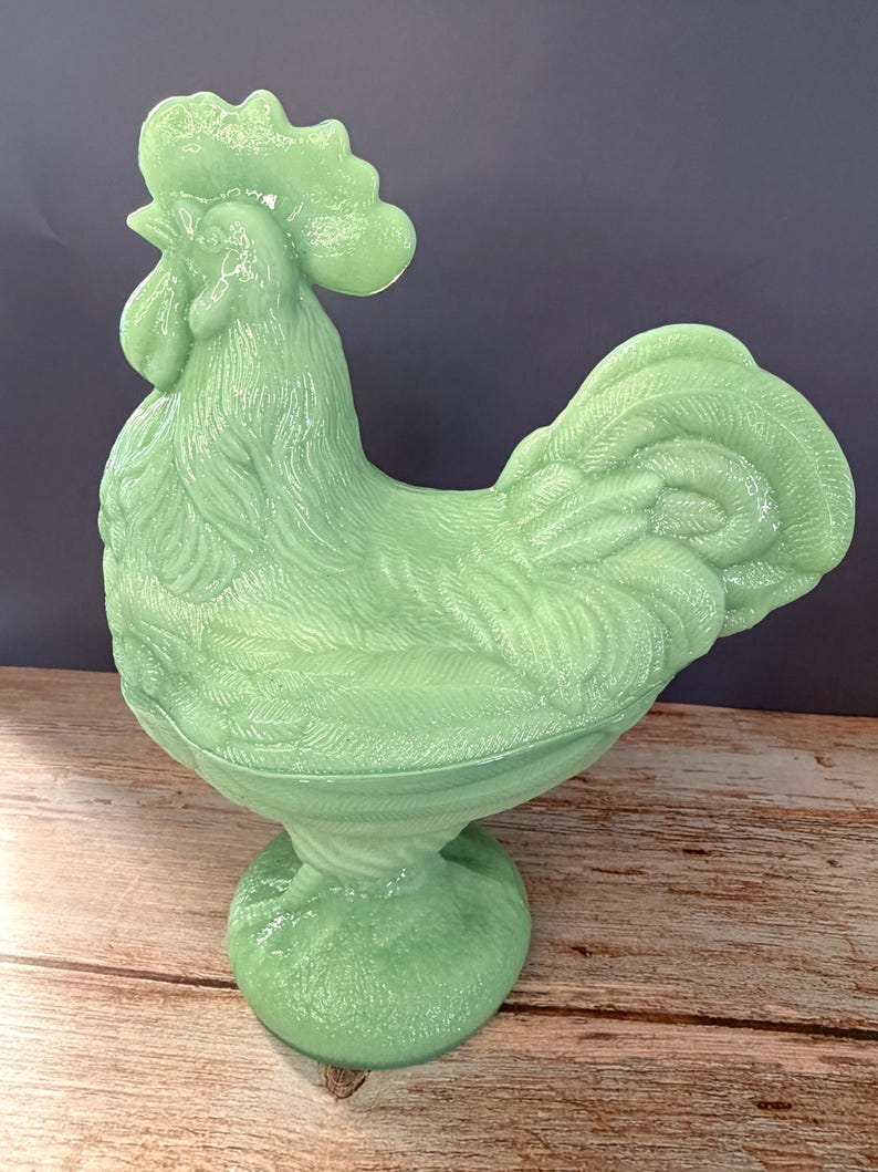 Jadeite Rooster Candy Dish - Etsy