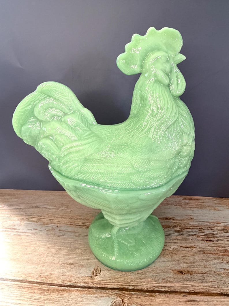 Jadeite Rooster Candy Dish - Etsy