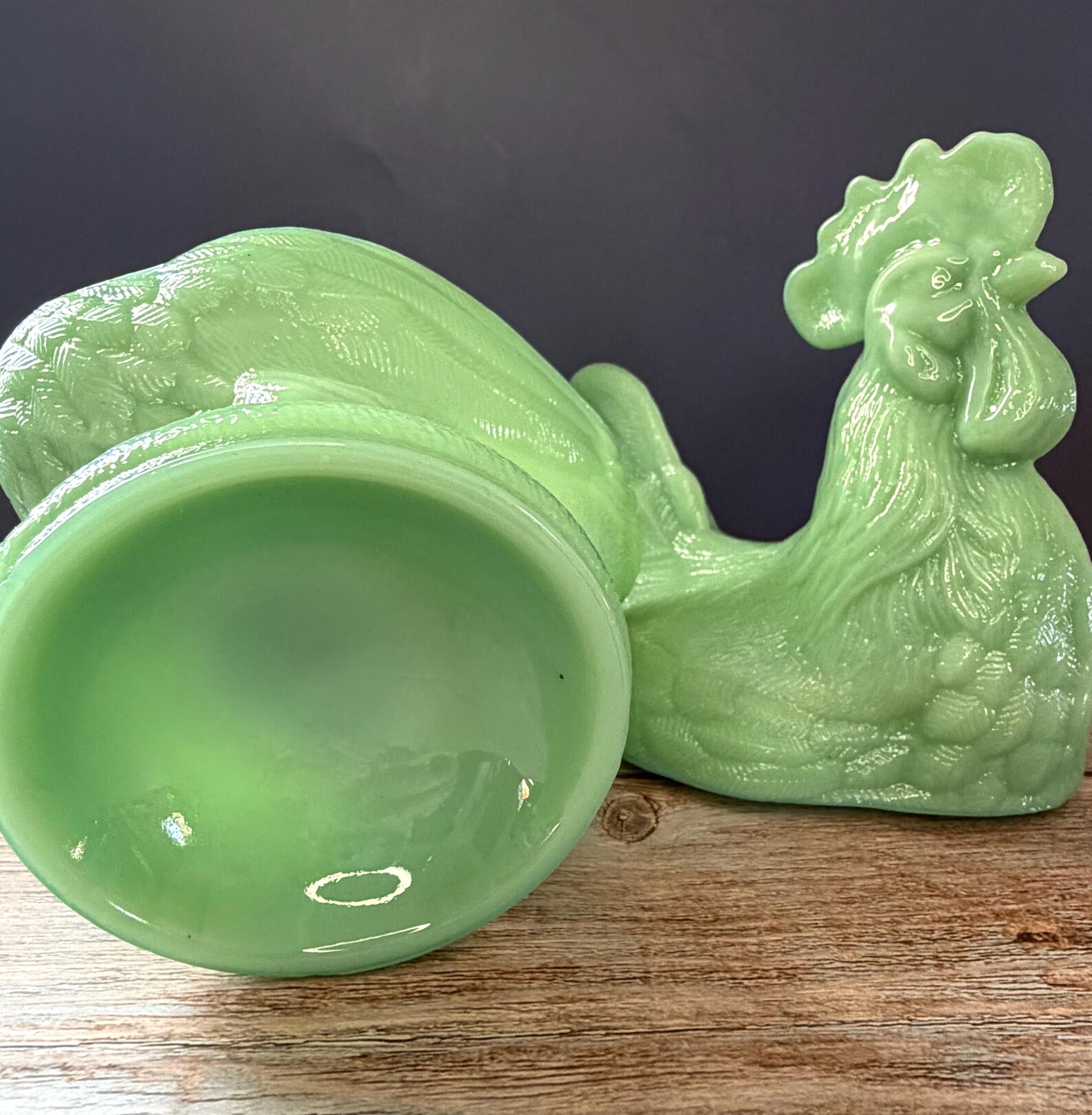 Jadeite Rooster Candy Dish - Etsy