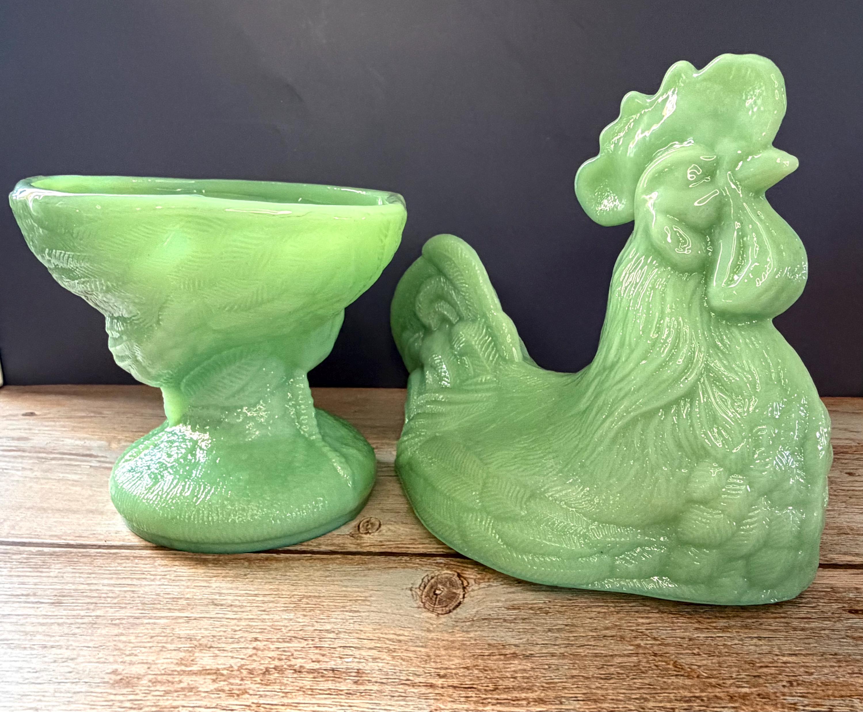 Jadeite Rooster Candy Dish - Etsy